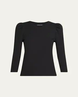 Veronica Beard Britney Cotton Top - Black