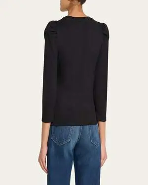 Veronica Beard Britney Cotton Top - Black