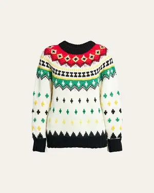 Moncler Intarsia Knit Wool Crewneck
