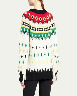 Moncler Intarsia Knit Wool Crewneck