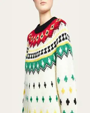 Moncler Intarsia Knit Wool Crewneck