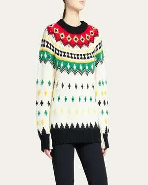 Moncler Intarsia Knit Wool Crewneck