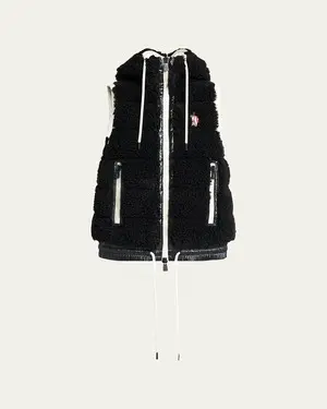 Moncler Faux Sherpa Puffer Vest - Black