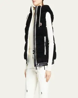 Moncler Faux Sherpa Puffer Vest - Black