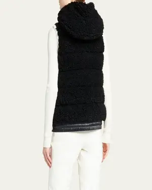 Moncler Faux Sherpa Puffer Vest - Black