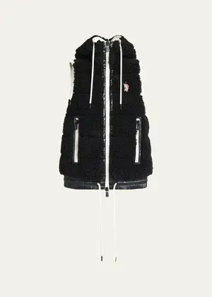 Moncler Faux Sherpa Puffer Vest - Black