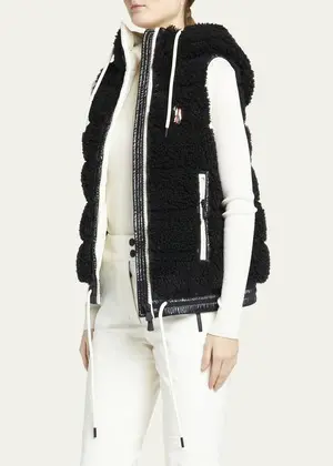 Moncler Faux Sherpa Puffer Vest - Black
