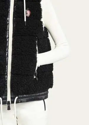 Moncler Faux Sherpa Puffer Vest - Black