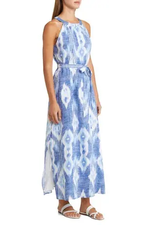 Tommy Bahama Island Ikat Print Linen Maxi Dress