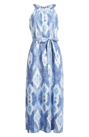 Tommy Bahama Island Ikat Print Linen Maxi Dress