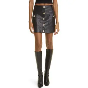 L'AGENCE Truman Faux Leather Miniskirt - Black