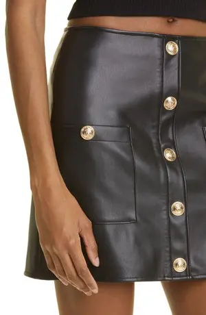 L'AGENCE Truman Faux Leather Miniskirt - Black