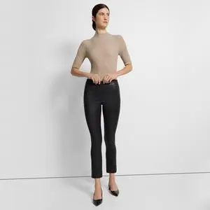 Theory Slim Kick Leather Pant - Black