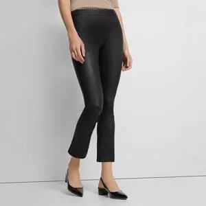 Theory Slim Kick Leather Pant - Black