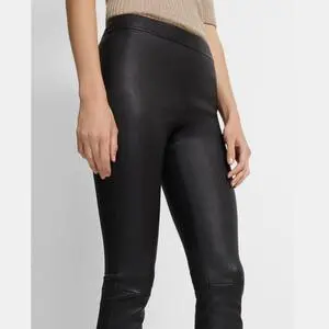 Theory Slim Kick Leather Pant - Black
