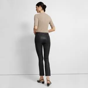 Theory Slim Kick Leather Pant - Black