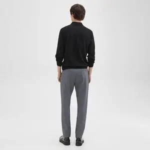 Theory Zaine Herringbone Trousers - Grey Melange