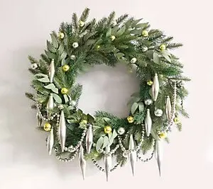 MARTHA STEWART 24' Greenery Wreath With Garland And Drops - One-color