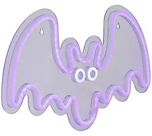 NORTHLIGHT Lit Neon Purple Bat Halloween Window Silhouette - One-color