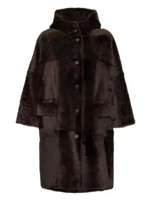 Brunello Cucinelli Fur Overcoat - Brown