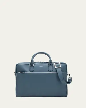 SERAPIAN Serapian Slim Briefcase In Cachemire Leather Denim Blue