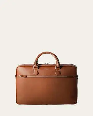 SERAPIAN Serapian Slim Briefcase In Cachemire Leather Tobacco