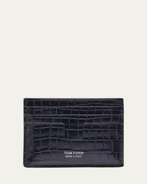 TOM FORD Men's Croc-Printed T Line Card Holder - Ink