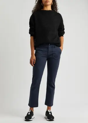 Paige Mayslie Cropped Straight-leg Jeans - Navy