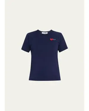 CDG PLAY Heart Logo Cotton T-shirt - Navy