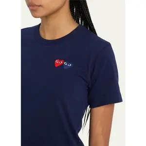 CDG PLAY Heart Logo Cotton T-shirt - Navy
