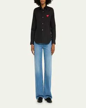 CDG PLAY Logo-patch Button-front Shirt