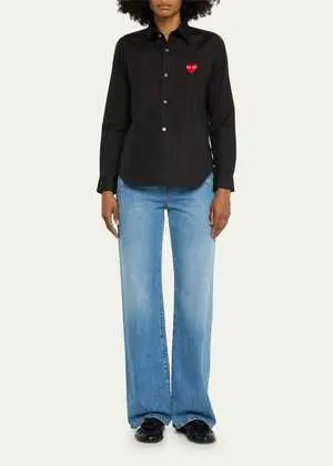 CDG PLAY Logo-patch Button-front Shirt