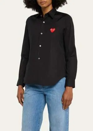 CDG PLAY Logo-patch Button-front Shirt