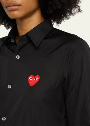 CDG PLAY Logo-patch Button-front Shirt