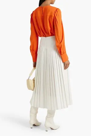 Another Tomorrow Stretch-crepe Blouse - Orange