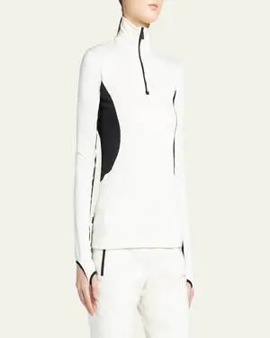 Moncler Colorblock Quarter-zip Top - Natural