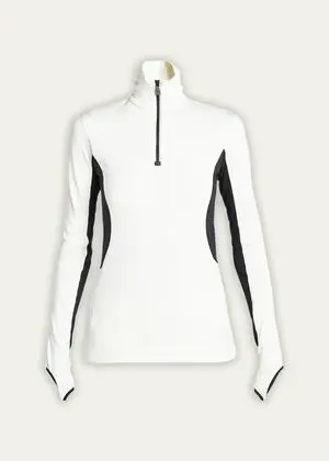 Moncler Colorblock Quarter-zip Top - Natural
