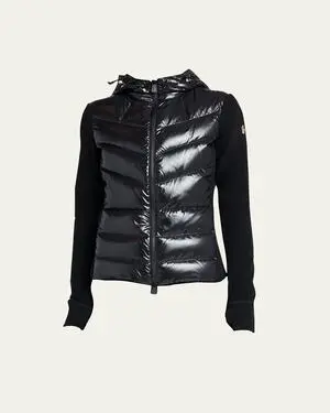 Moncler Puffer Zip-up Cardigan - Black