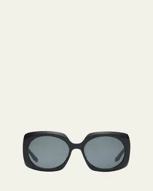 Barton Perreira X Sarah Hoover Delia Square Sunglasses - Black Noir