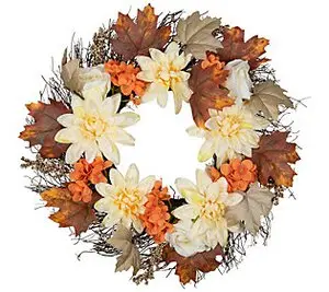 NORTHLIGHT Orange & Cream Floral Fall Harvest W Eath - One-color