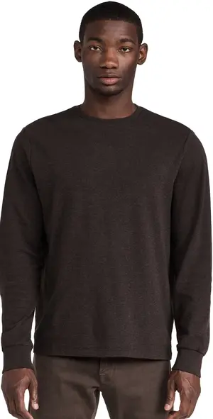 FRAME Duo Fold Long Sleeve Crew - Heather Espresso