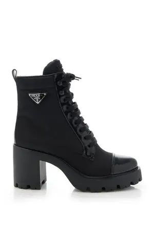 Prada Monolith Leather And Nylon Ankle Boots