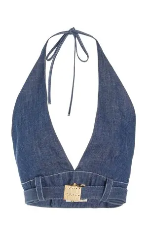 Miu Miu Raw Denim Bra Top - Medium Wash