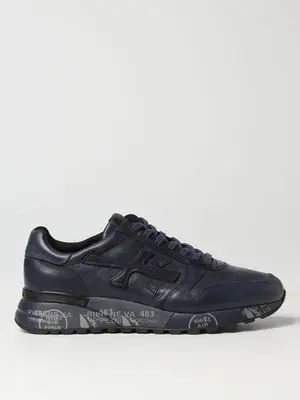 Premiata Mick Calf Leather Sneakers With Tone-on-tone Logo Navy