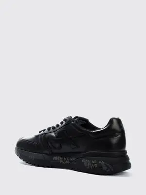 Premiata Mick Calf Leather Sneakers With Tone-on-tone Logo - Black