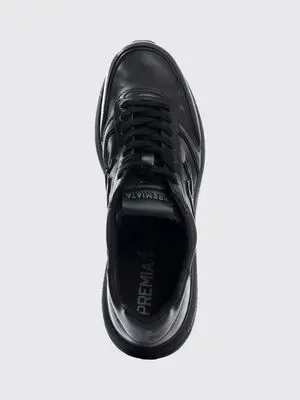 Premiata Mick Calf Leather Sneakers With Tone-on-tone Logo - Black