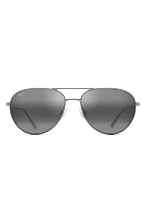 Maui Jim Walaka 57mm Polarized Aviator Sunglasses - Matte Titanium