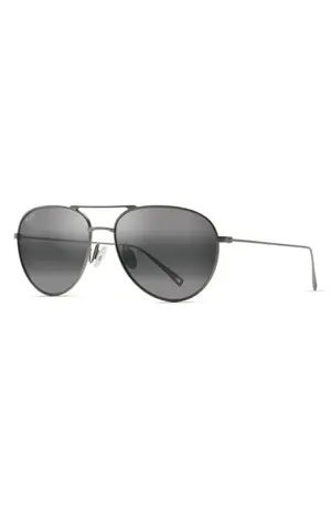 Maui Jim Walaka 57mm Polarized Aviator Sunglasses - Matte Titanium
