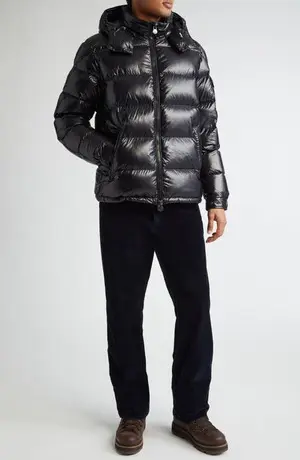 Moncler Maya Lacquered Nylon Down Jacket - Black/black