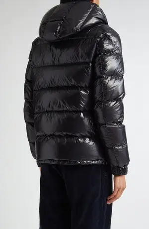 Moncler Maya Lacquered Nylon Down Jacket - Black/black